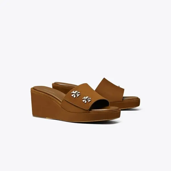 Tory Burch Turnlock Wedge Sandal - Cognac Brown