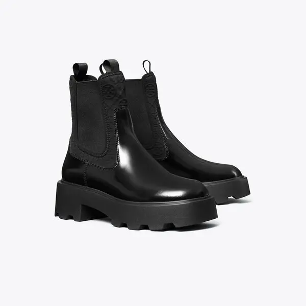 Tory Burch T Monogram Chelsea Lug Boot - Perfect Black