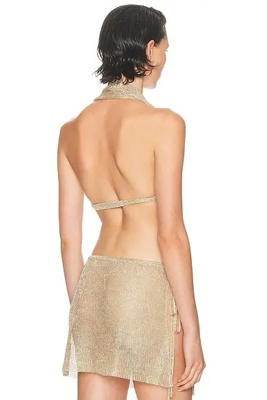 ZIAH Metallic Rib Halter Top