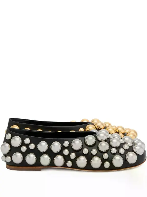A.W.A.K.E. Mode Dora Stud-embellished Flat Pumps - Black