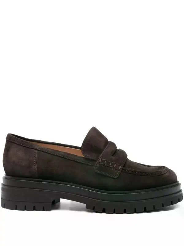 GIANVITO ROSSI Suede Penny Loafers - Brown