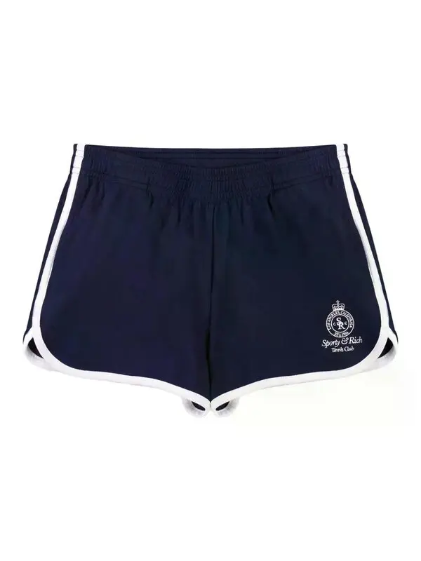 SPORTY & RICH Logo-embroidered Shorts - Blue