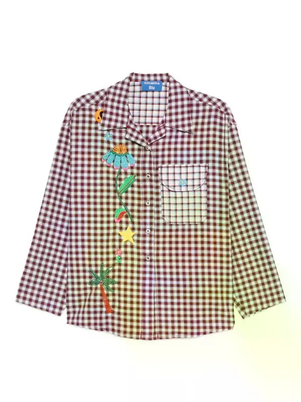 SUSANNA BLU Narciso Embroidered Gingham Shirt