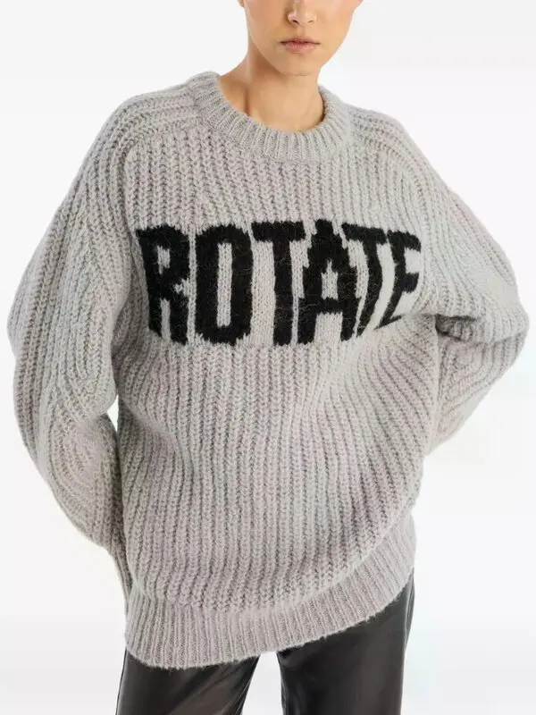 ROTATE BY BIRGER CHRISTENSEN Logo Ribbed-knit Sweater - Grey