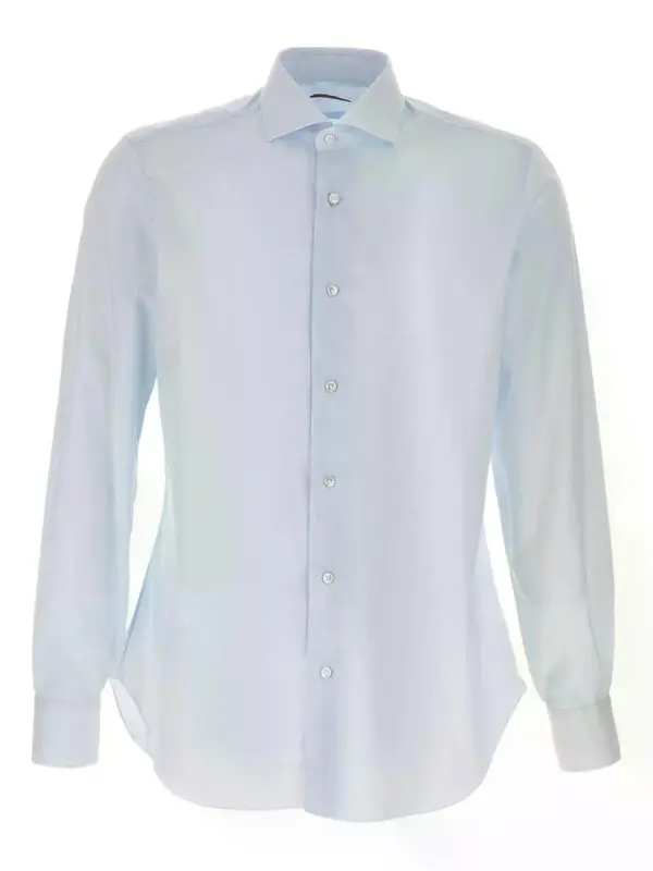 BARBA NAPOLI Classic-collar Cotton Shirt - Blue