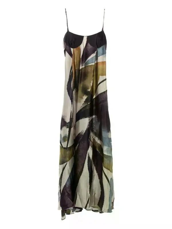 YANGKEHAN Floral-print Silk Maxi Dress - Neutrals