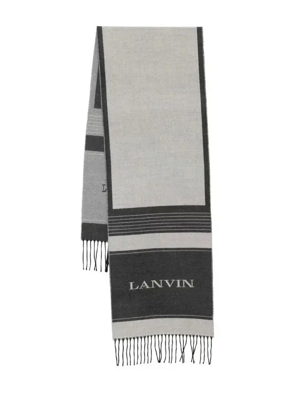 LANVIN Logo-lettering Scarf - Grey