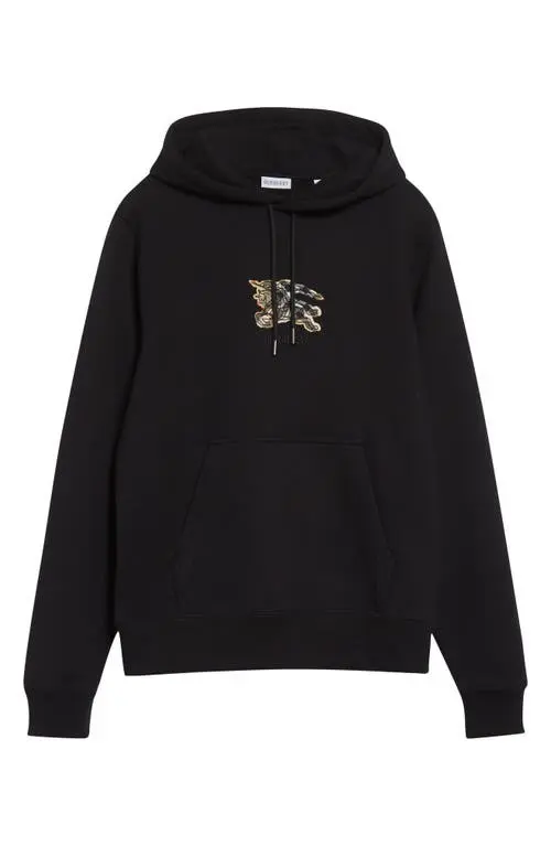 Burberry Simon Ekd Appliqué Cotton Hoodie - Black