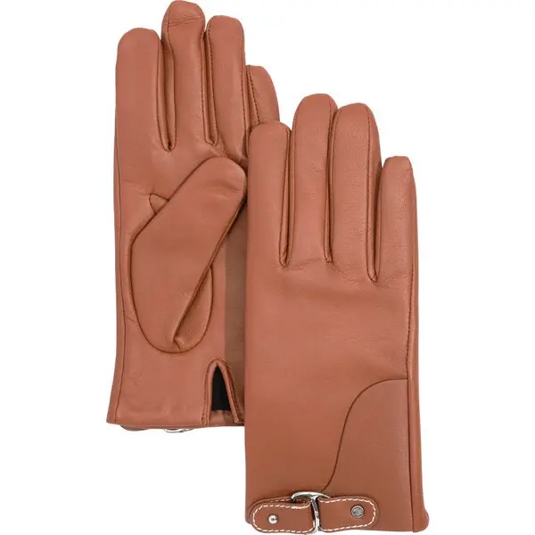 Ralph Lauren Saddle Buckle Leather Gloves - Cuoio