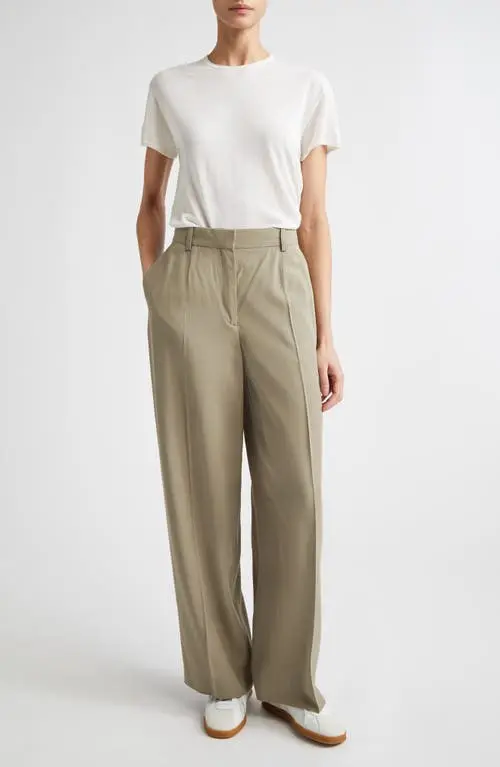 TOTEME Fluid Wide-leg Wool-blend Trousers - Taupe