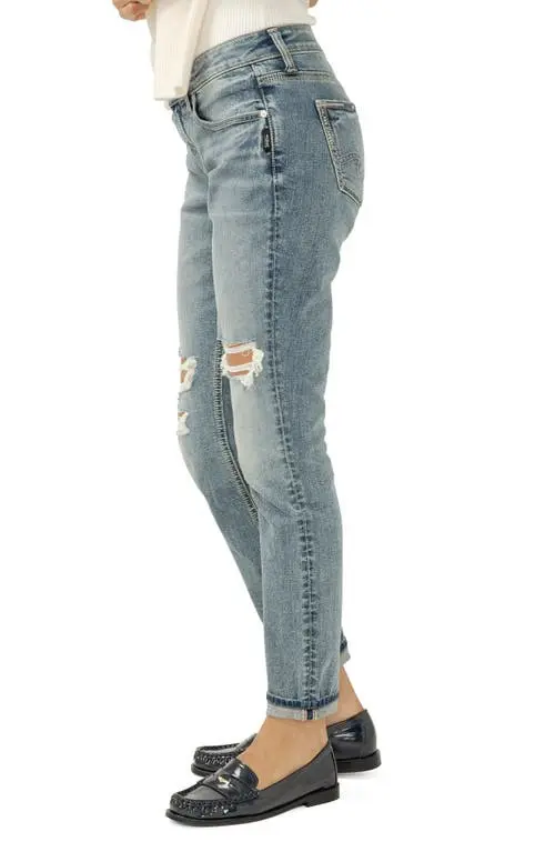 SILVER JEANS CO. Ripped Girlfriend Jeans