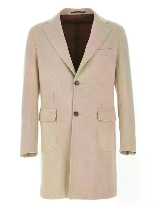 BARBA NAPOLI Wool Coat With Notch Lapel - Neutrals