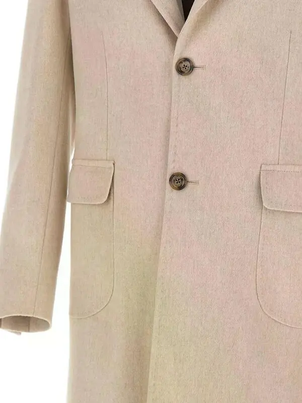 BARBA NAPOLI Wool Coat With Notch Lapel - Neutrals