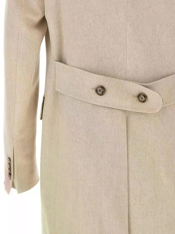 BARBA NAPOLI Wool Coat With Notch Lapel - Neutrals