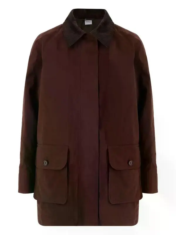 Aspesi Contrast-collar Patch-pocket Coat - Brown