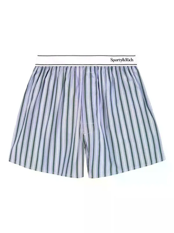 SPORTY & RICH Serif Striped Boxer Shorts - Blue