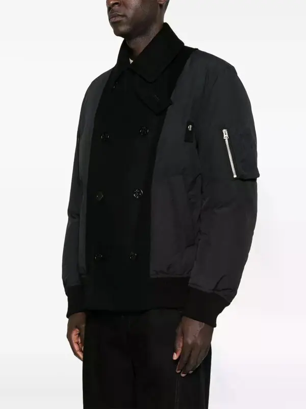 Sacai Double-breasted Wool Jacket - Black
