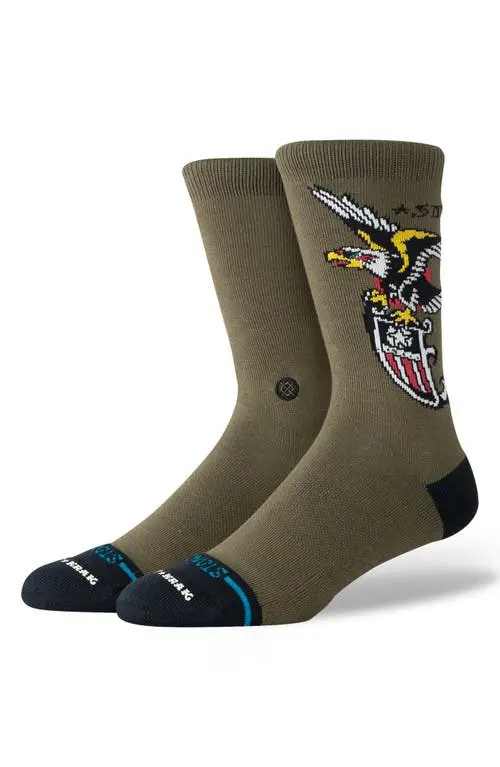 Stance Eagle Cotton Blend Crew Socks - Military Green