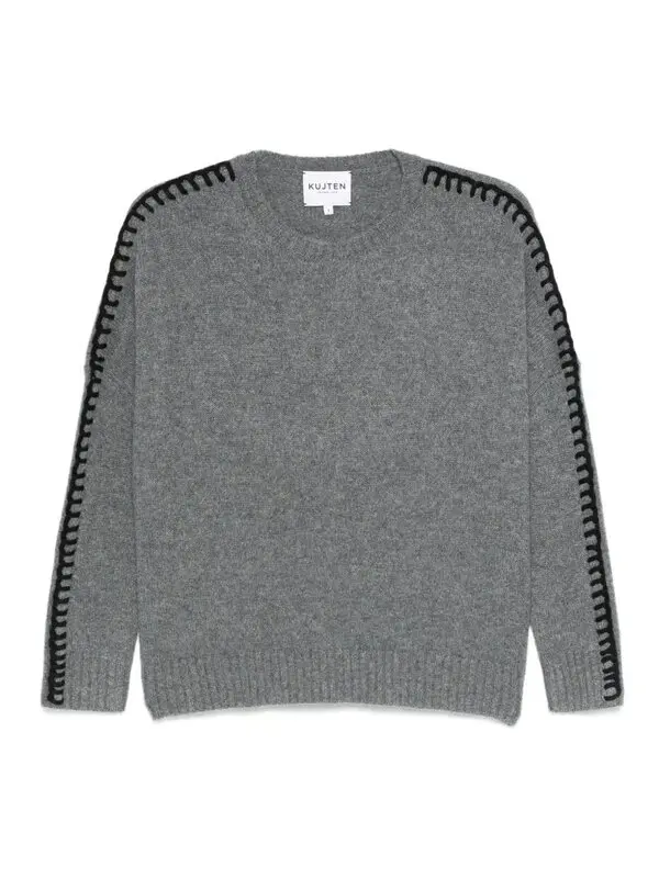 KUJTEN Crew-neck Braided Trim Sweater
