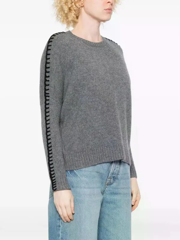 KUJTEN Crew-neck Braided Trim Sweater