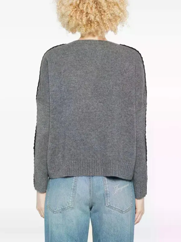 KUJTEN Crew-neck Braided Trim Sweater