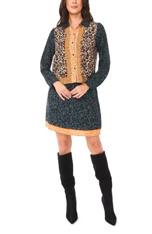Vince Camuto Mixed Print Long Sleeve Button-up Shirt