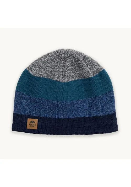 Turtle Fur Striped Wool Beanie - Navy