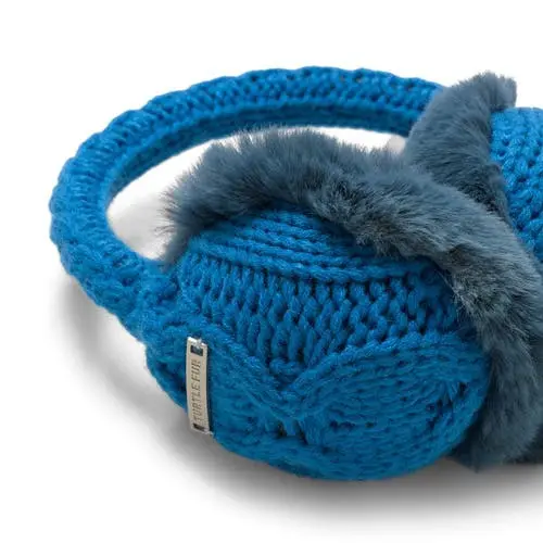 Turtle Fur Cable Knit Earmuffs - Blue