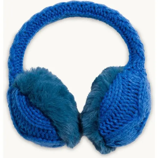 Turtle Fur Cable Knit Earmuffs - Blue