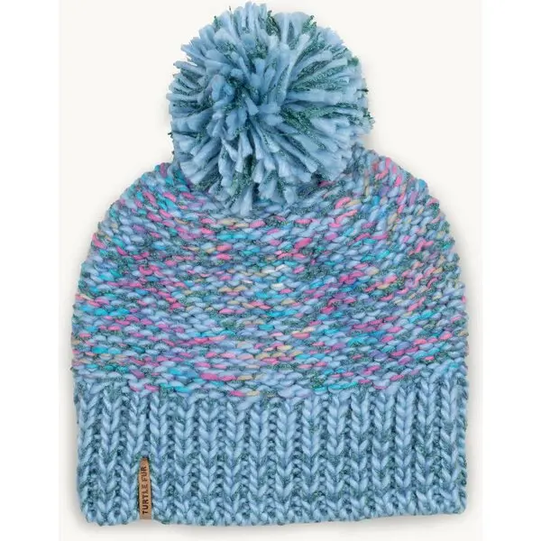 Turtle Fur Firefly Pom Beanie - Blue Bird