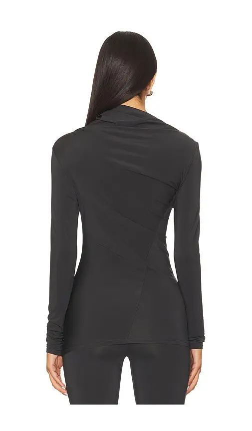 EAVES Auda Top Asymmetrical Neckline Ruched Jersey - Charcoal