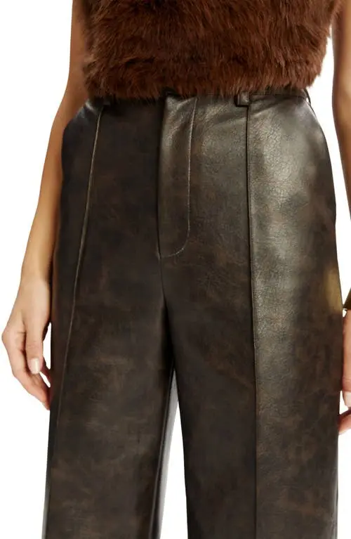 Bardot Marlowe Faux Leather Wide Leg Trousers - Dark Choco