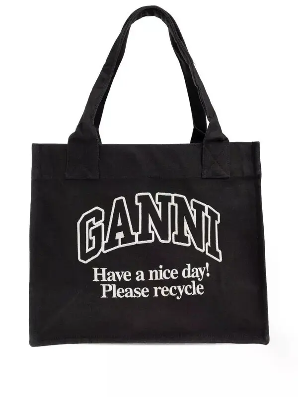 GANNI Logo-embroidered Tote Bag