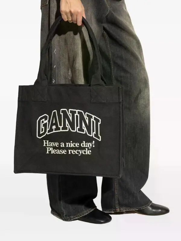 GANNI Logo-embroidered Tote Bag
