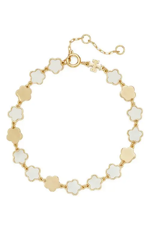Tory Burch Forget Me Not Station Bracelet - Tory Gold /mother Of Pearl