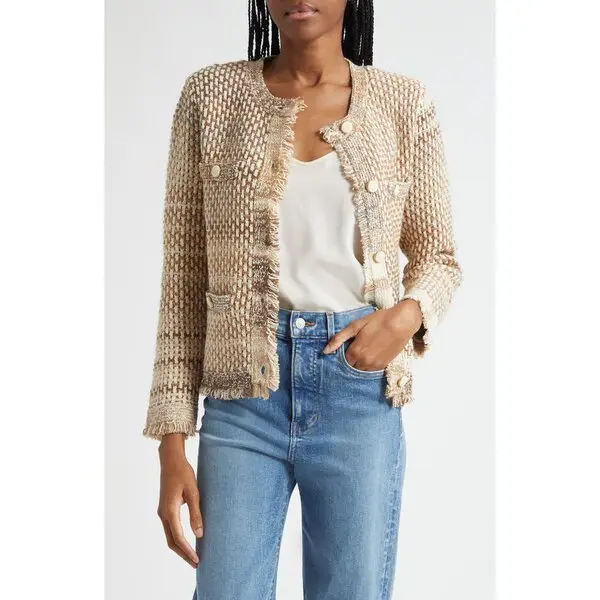Veronica Beard Sariyah Cotton-blend Knit Jacket - Desert Khaki Multi