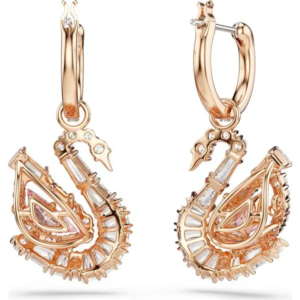 SWAROVSKI Crystal Swan Drop Earrings - Rose Gold/white