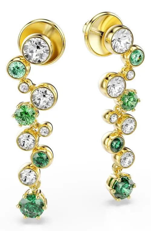 SWAROVSKI Constella Crystal & Zirconia Drop Earrings - Gold/green