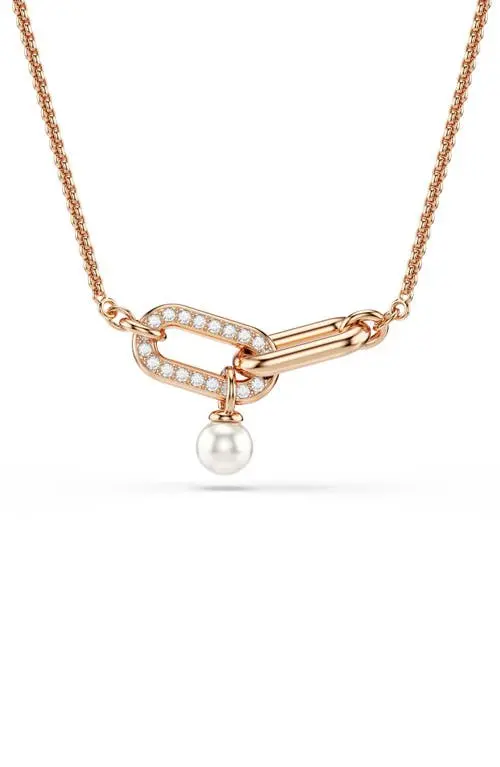 SWAROVSKI Constella Crystal Pavé & Faux Pearl Pendant Necklace - Rose Gold/white