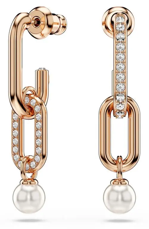 SWAROVSKI Constella Crystal & Faux Pearl Drop Earrings - Rose Gold/white