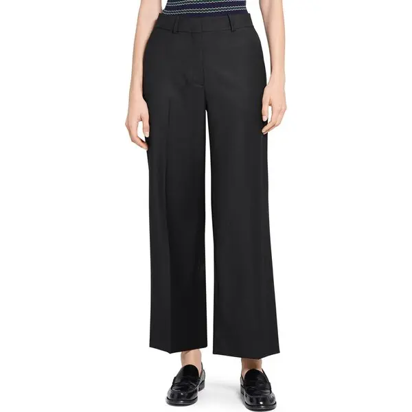 Theory Flannel Wide-leg Pants - Black