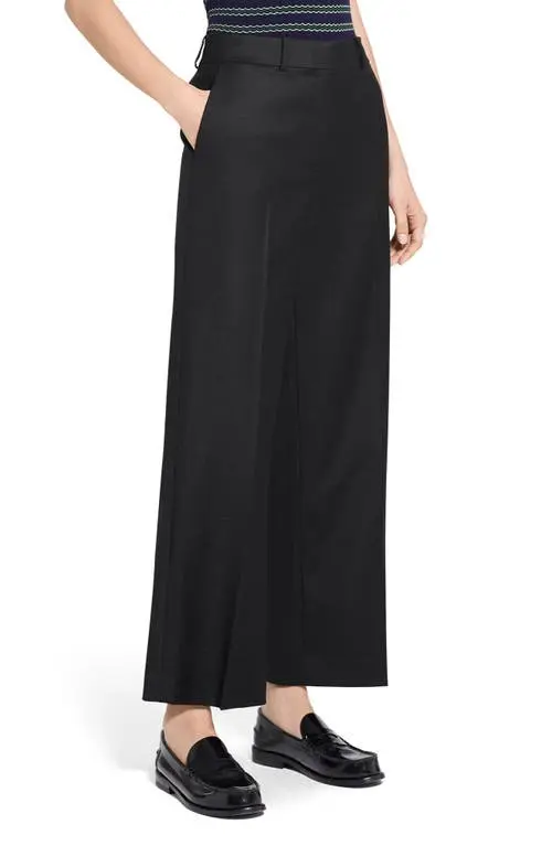 Theory Flannel Wide-leg Pants - Black
