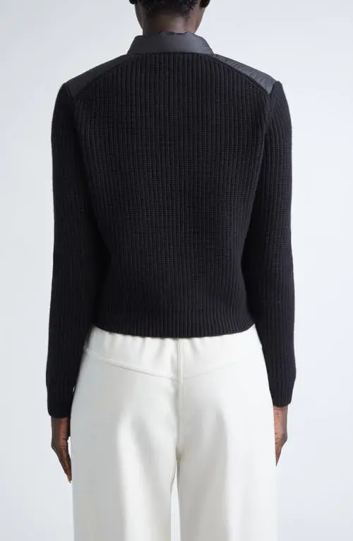 Moncler Wool, Cashmere And Quilted Down Puffer Cardigan - Black