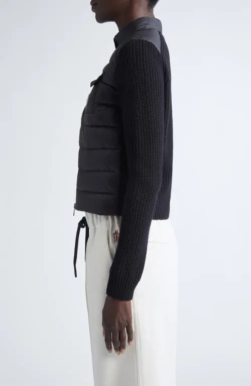 Moncler Wool, Cashmere And Quilted Down Puffer Cardigan - Black