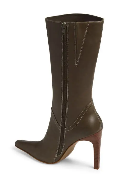 Jeffrey Campbell Dotty Leather Boots - Olive