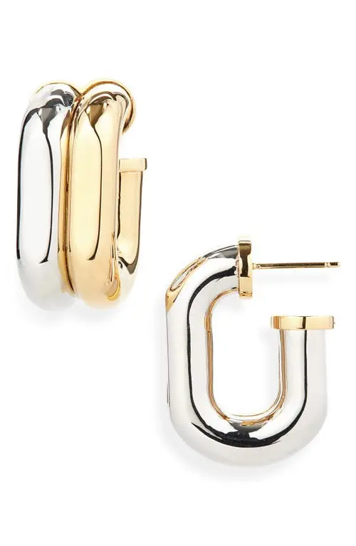 Rabanne Xl Link Two-tone Hoop Earrings - Gold /silver