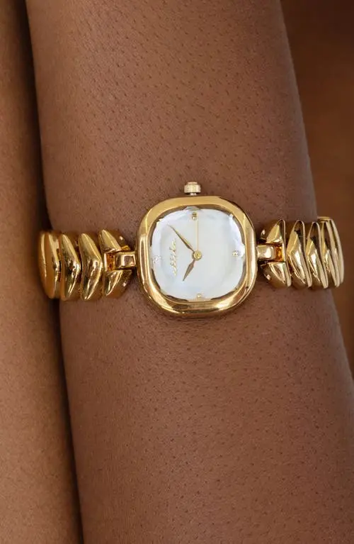 Ettika Gold Women\'s Bracelet Watch with Mother Of Pearl Dial Ettika Metal Moderna Bracelet Watch - Gold | Editorialist main image 3