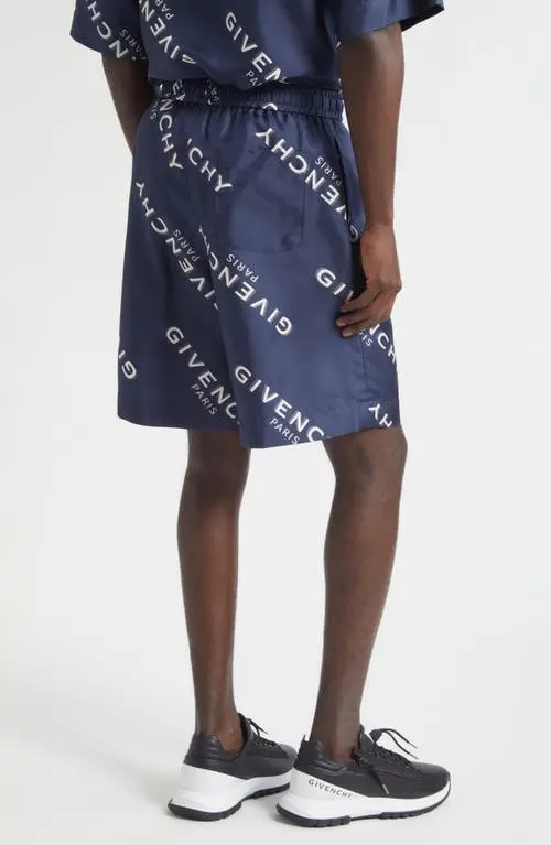 Givenchy Logo Print Silk Shorts