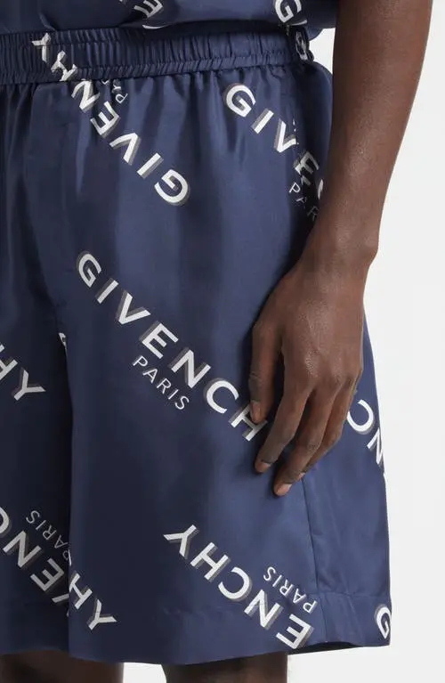 Givenchy Logo Print Silk Shorts