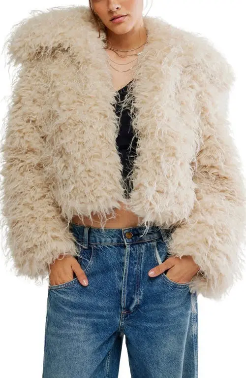 Free People Moonlight Faux Fur Jacket - Tea